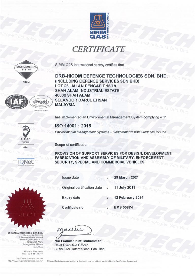 Certification & Acknowledgement - DEFTECH Defence Technology